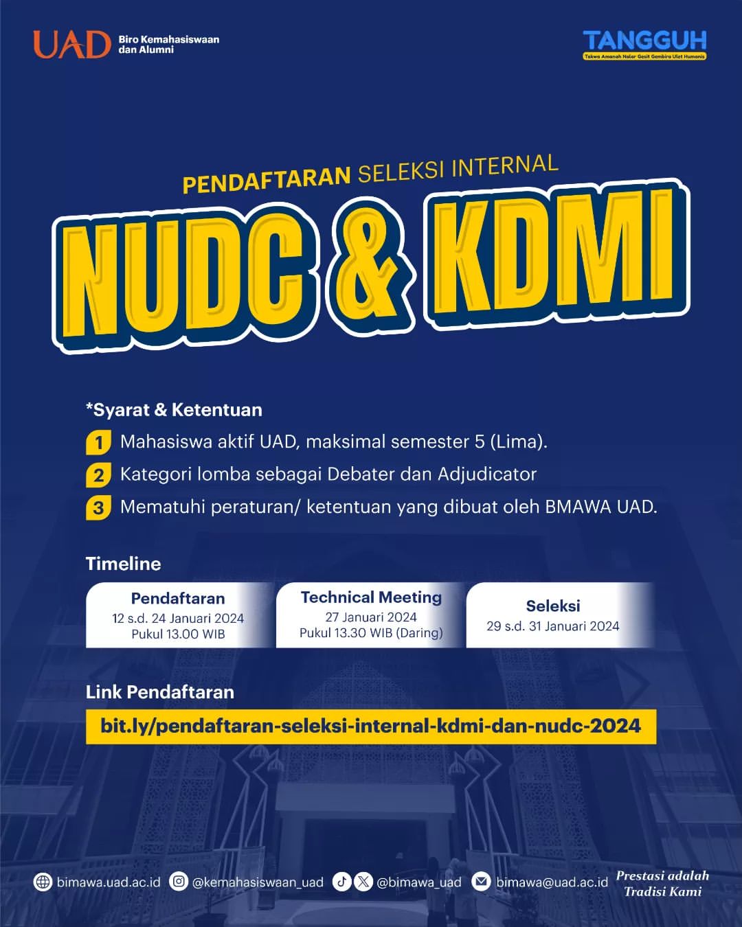 Pendaftaran Seleksi Internal NUDC & KDMI - Program Studi PPKn UAD