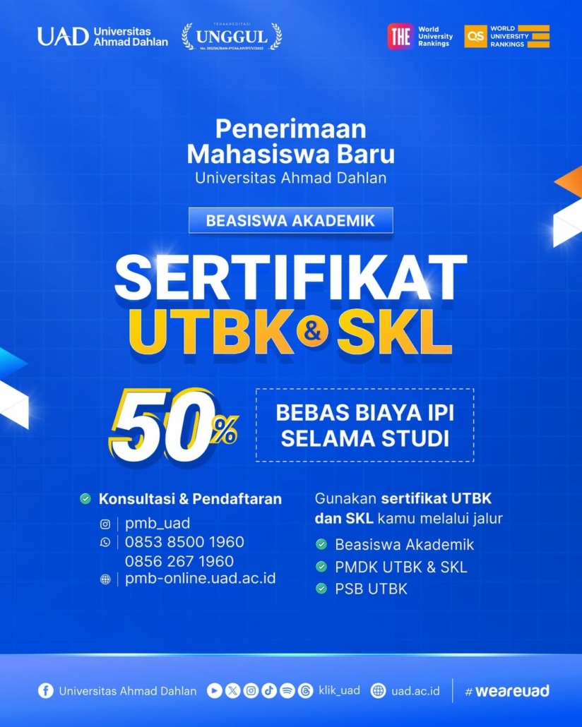 Beasiswa Akademik UAD 2025 'Potongan 50%" - Program Studi PPKn UAD