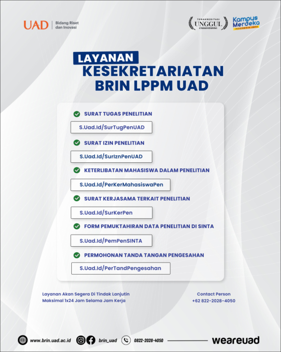 Layanan Kesekretariatan BRIN LPPM UAD - Program Studi PPKn UAD