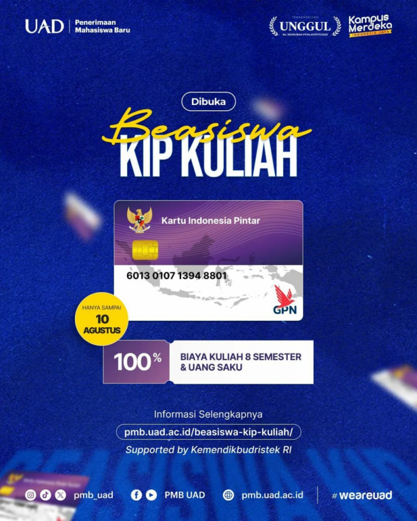 Pendaftaran Beasiswa KIP-K Universitas Ahmad Dahlan 2024 - Program Studi PPKn UAD