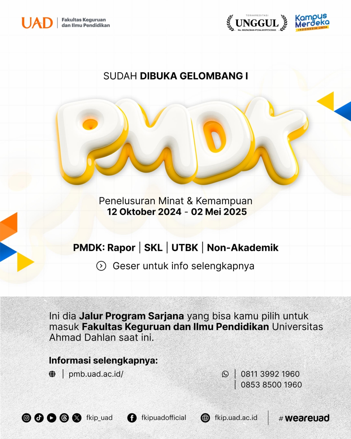 Telah dibuka gelombang 1 PMB UAD Jalur PMDK - Program Studi PPKn UAD